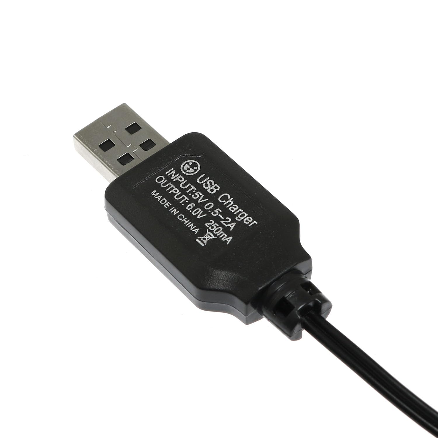 Maxmoral 6.0V 250mA USB Charger Power Adapter Cable for 6V 700mAh Ni-cd Battery 4WD Old Version Amphibious Stunt RC Cars Vehicle/SM-2P 6V USB 2, 60cm Length