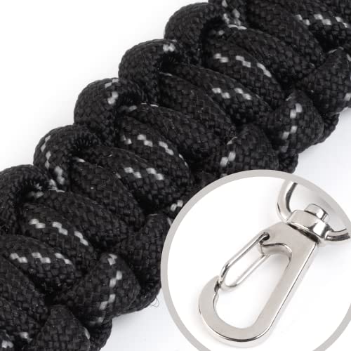 Gearproz Paracord Handle for Hydro Flask - Also Compatible with Iron Flask, Thermoflask, Takeya 12 to 40 oz Water Bottles - Accessories with Survival Cord Handle (Black)