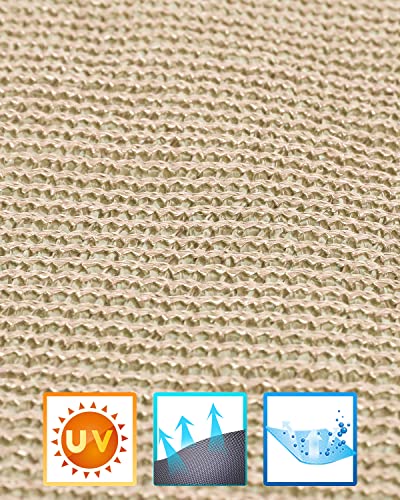 Fuairmee Sun Shade Sail 10' x 13' Beige Rectangle Shade Sail UV Block Fabric Sunshades for Patio Garden Backyard Outdoor Pergola Canopy Cover Sunshade Sails