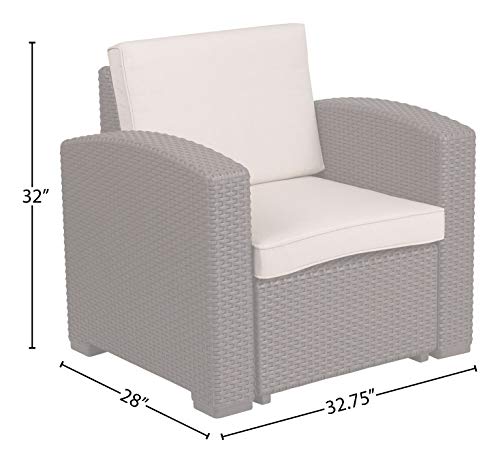 Flash Furniture Chocolate Brown Faux Rattan Chair with All-Weather Beige Cushion