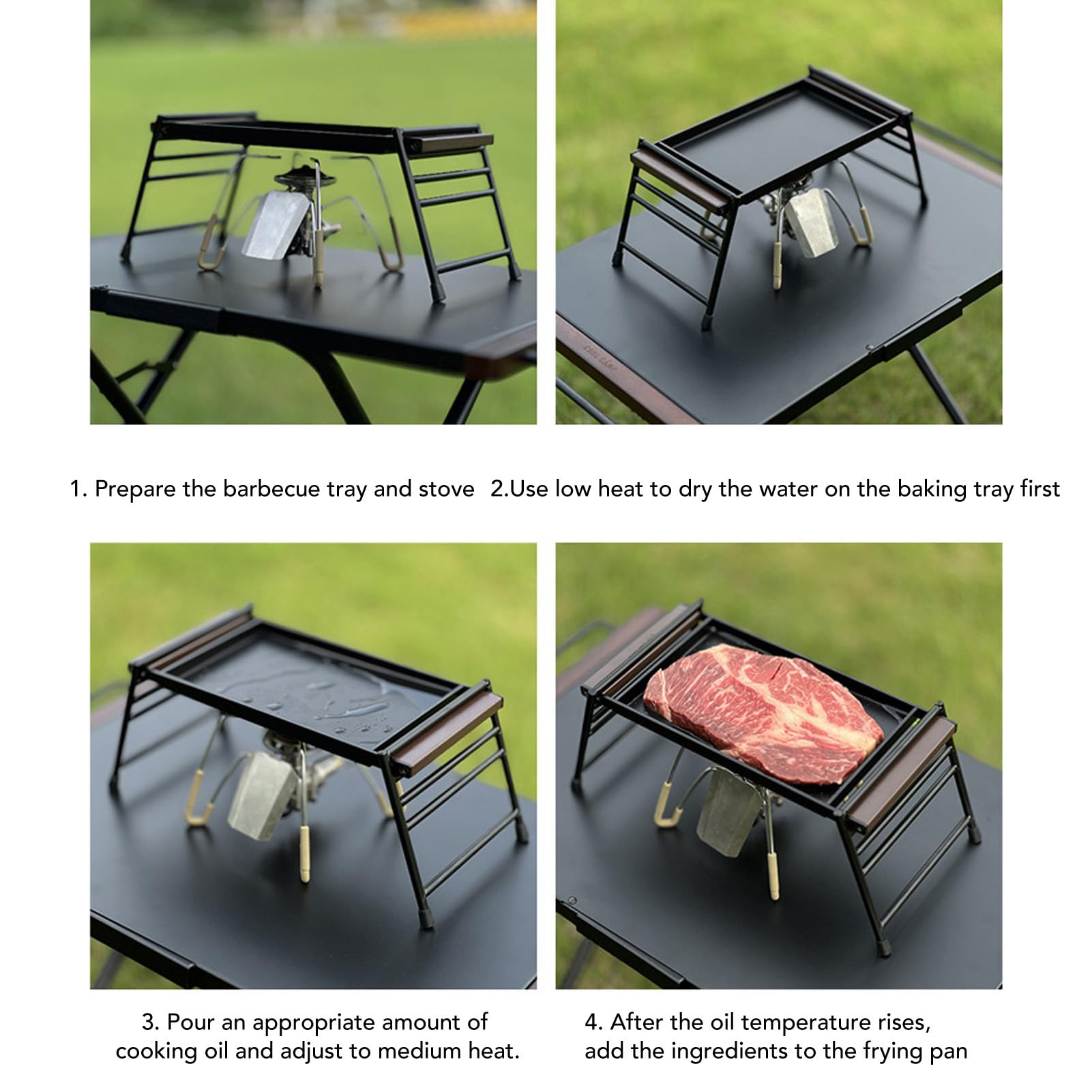 GLOGLOW Portable BBQ Grill Pan, Multi Functional Design, Height, Delicious Barbecue, with Storage Bag, for Outdoor Camping, Picnics, and Travel, Camping Griddle Set