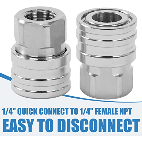 JOEJET 1/4" Pressure Washer Quick Connect Fittings-Stainless Steel Pressure Washer Adapter-1/4" Quick Disconnect Socket to 1/4" NPT Female Coupler-5000 PSI