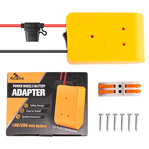 Ecarke Power Wheels Adapter Battery Adapter for DeWalt 20V Max Battery 18V,for DIY Ride On Truck, Robotics,RC Toys 12 Gauge Robotics with Fuse & Switch Power Convertor Dock Power Connector（1 Pcs）