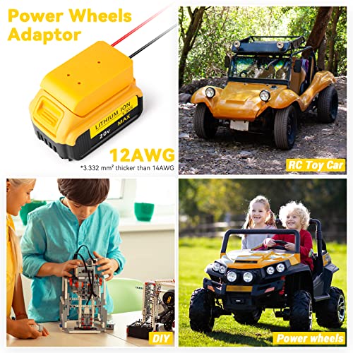Ecarke Power Wheels Adapter Battery Adapter for DeWalt 20V Max Battery 18V,for DIY Ride On Truck, Robotics,RC Toys 12 Gauge Robotics with Fuse & Switch Power Convertor Dock Power Connector（1 Pcs）