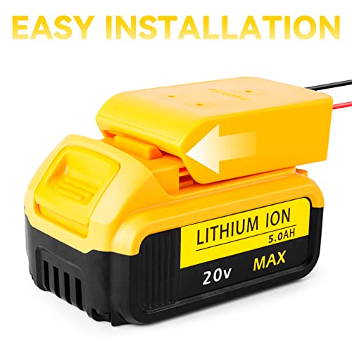 Ecarke Power Wheels Adapter Battery Adapter for DeWalt 20V Max Battery 18V,for DIY Ride On Truck, Robotics,RC Toys 12 Gauge Robotics with Fuse & Switch Power Convertor Dock Power Connector（1 Pcs）