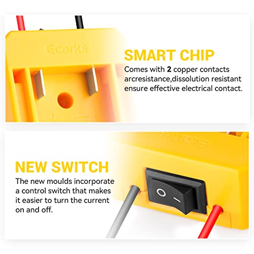 Ecarke Power Wheels Adapter Battery Adapter for DeWalt 20V Max Battery 18V,for DIY Ride On Truck, Robotics,RC Toys 12 Gauge Robotics with Fuse & Switch Power Convertor Dock Power Connector（1 Pcs）