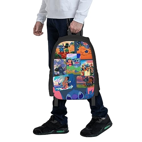 Cartoon Anime Backpack For Stitch Large Capacity Portable Anime Laptop Bag Cute Lightweight Outdoor Travel Backpack Casual