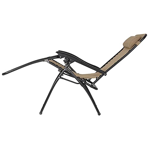 Sunnydaze Outdoor Zero Gravity Chair 2 Pack with Patio Table Cupholders and Pillows Included Khaki