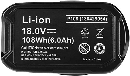 Powilling 6000mAh Ryobi 18V Lithium Battery Replacement for Ryobi 18-Volt 18L50 ONE+ P104 P105 P102 P103 P107 P108 P109 Tool