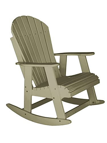 Phat Tommy Adirondack Rocking Chair | Outdoor Rocking Chairs for Porch | Outside Patio Rockers, All Weather Poly Furniture, Weatherwood