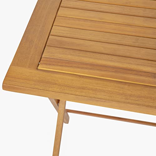 Merrick Lane Stora 24 Inch Square Solid Acacia Wood Portable Folding Patio Bistro Table for Indoor/Outdoor Use in Natural Finish