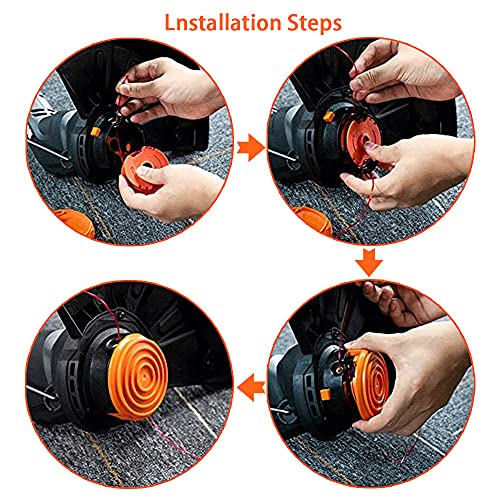 CZON WA0007/ 50022833 Replacement Line Trimmer Spool for Worx WG116 WG119 Corded Electric String Trimmers,16ft 0.065'', 7-Pack (6-Line Spool + 1 Cap)