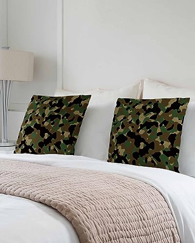 applebless Set of 2 Throw Pillow Covers Square for Home Decor, Camo 18x18 Inch Cotton Reversible Pillow Case Sofa Soft Cushion Cases for Bedroom Couch Bed Car Chair