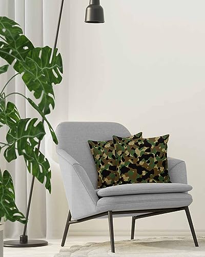 applebless Set of 2 Throw Pillow Covers Square for Home Decor, Camo 18x18 Inch Cotton Reversible Pillow Case Sofa Soft Cushion Cases for Bedroom Couch Bed Car Chair