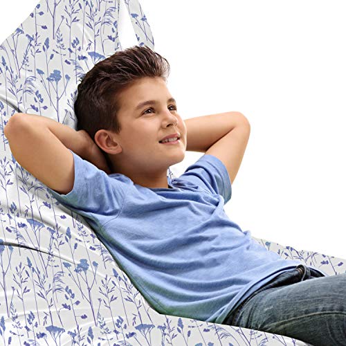 Ambesonne Floral Lounger Chair Bag, Rhythmic Floral Branches in Cool Tones Illustration, High Capacity Storage with Handle Container, Lounger Size, Lavender Blue Multicolor
