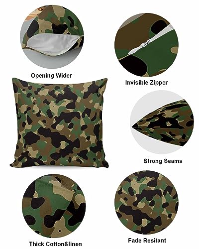 applebless Set of 2 Throw Pillow Covers Square for Home Decor, Camo 18x18 Inch Cotton Reversible Pillow Case Sofa Soft Cushion Cases for Bedroom Couch Bed Car Chair