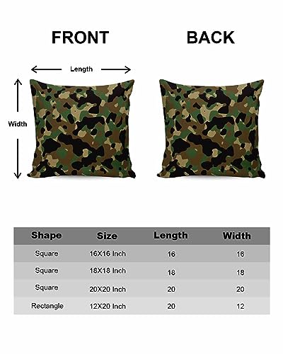 applebless Set of 2 Throw Pillow Covers Square for Home Decor, Camo 18x18 Inch Cotton Reversible Pillow Case Sofa Soft Cushion Cases for Bedroom Couch Bed Car Chair
