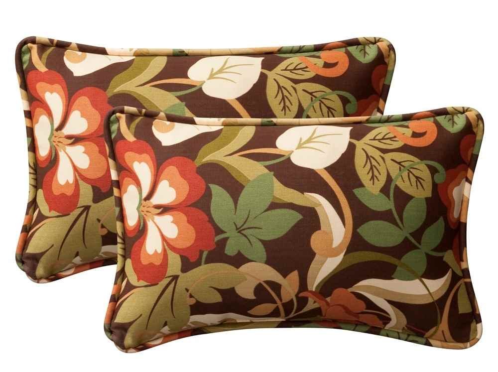 Pillow Perfect Outdoor/Indoor Coventry Café Lumbar Pillows, 2 Count (Pack of 1), Brown