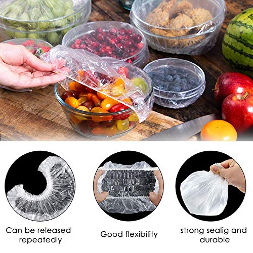 Linkidea 50 Pieces Elastic Food Storage Covers Reusable Stretch Plastic Wrap Bowl Covers Alternative to Foil for Family Outdoor Picnic