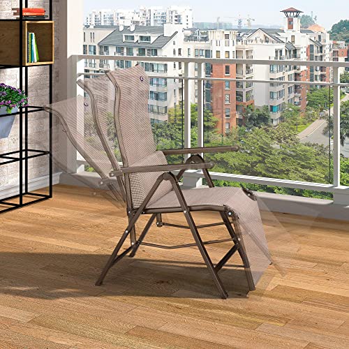 PURPLE LEAF Outdoor Zero Gravity Lounge Chair Patio Wicker Rattan Recliner Chairs Beach Pool Lawn Camping Indoor Office Deck Lounger Chair for Outside Folding Reclining Chair, Coffee