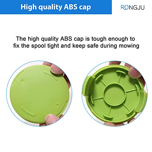 RONGJU 6 Pack Weed Eater Spool for Greenworks 21332 21342 24V 40V 80V Trimmer 16ft 0.065β Single Line String Trimmer Replacement Spool 29252 with 3411546A-6 Spool Cap Covers (6 Spools, 1 Cap)