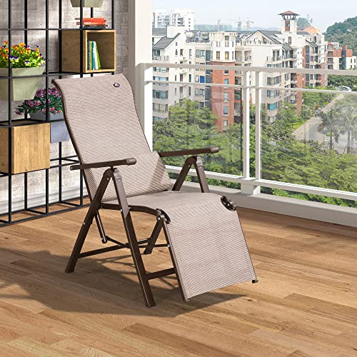 PURPLE LEAF Outdoor Zero Gravity Lounge Chair Patio Wicker Rattan Recliner Chairs Beach Pool Lawn Camping Indoor Office Deck Lounger Chair for Outside Folding Reclining Chair, Coffee
