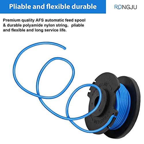 RONGJU 6 Pack Weed Eater Spool for Greenworks 21332 21342 24V 40V 80V Trimmer 16ft 0.065β Single Line String Trimmer Replacement Spool 29252 with 3411546A-6 Spool Cap Covers (6 Spools, 1 Cap)