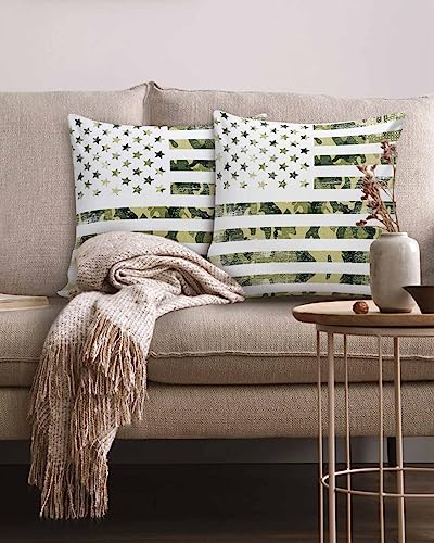 applebless Set of 2 Throw Pillow Covers Square for Home Decor, Camo 18x18 Inch Cotton Reversible Pillow Case Sofa Soft Cushion Cases for Bedroom Couch Bed Car Chair