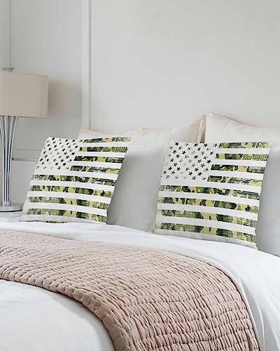applebless Set of 2 Throw Pillow Covers Square for Home Decor, Camo 18x18 Inch Cotton Reversible Pillow Case Sofa Soft Cushion Cases for Bedroom Couch Bed Car Chair
