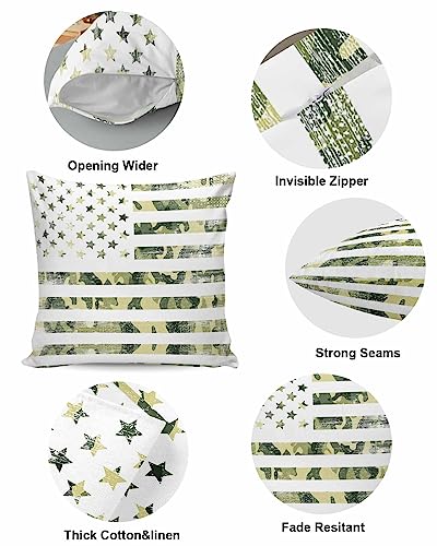 applebless Set of 2 Throw Pillow Covers Square for Home Decor, Camo 18x18 Inch Cotton Reversible Pillow Case Sofa Soft Cushion Cases for Bedroom Couch Bed Car Chair