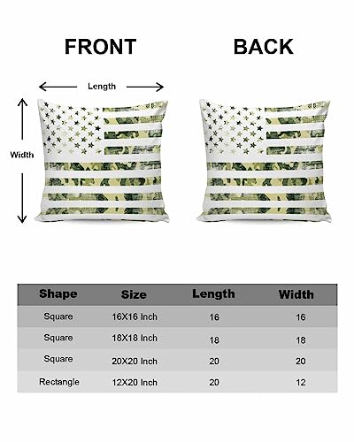 applebless Set of 2 Throw Pillow Covers Square for Home Decor, Camo 18x18 Inch Cotton Reversible Pillow Case Sofa Soft Cushion Cases for Bedroom Couch Bed Car Chair