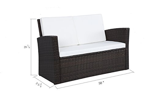 Baner Garden 4 Pieces Outdoor Furniture Complete Patio Cushion Wicker P.E Rattan Garden Set, Full, Black