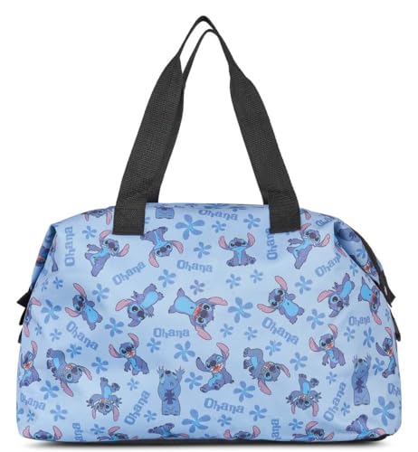 Disney Tote Duffel Bag Stitch Blue All Over Print Weekender Travel (Stitch Blue)