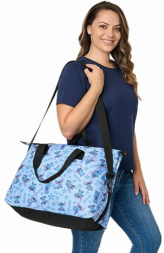 Disney Tote Duffel Bag Stitch Blue All Over Print Weekender Travel (Stitch Blue)