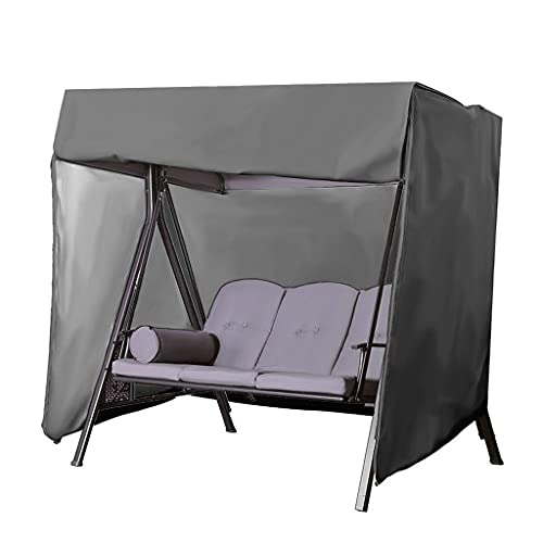 GLUTINOUS Black Outdoor Swing Chair Cover 3 Seater Garden Hammock Patio Canopy Bench Seat Waterproof Cover Protector (Color : Black, Size : 225x155x150cm)