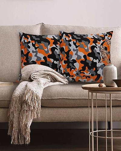 applebless Set of 2 Throw Pillow Covers Square for Home Decor, Camo 18x18 Inch Cotton Reversible Pillow Case Sofa Soft Cushion Cases for Bedroom Couch Bed Car Chair