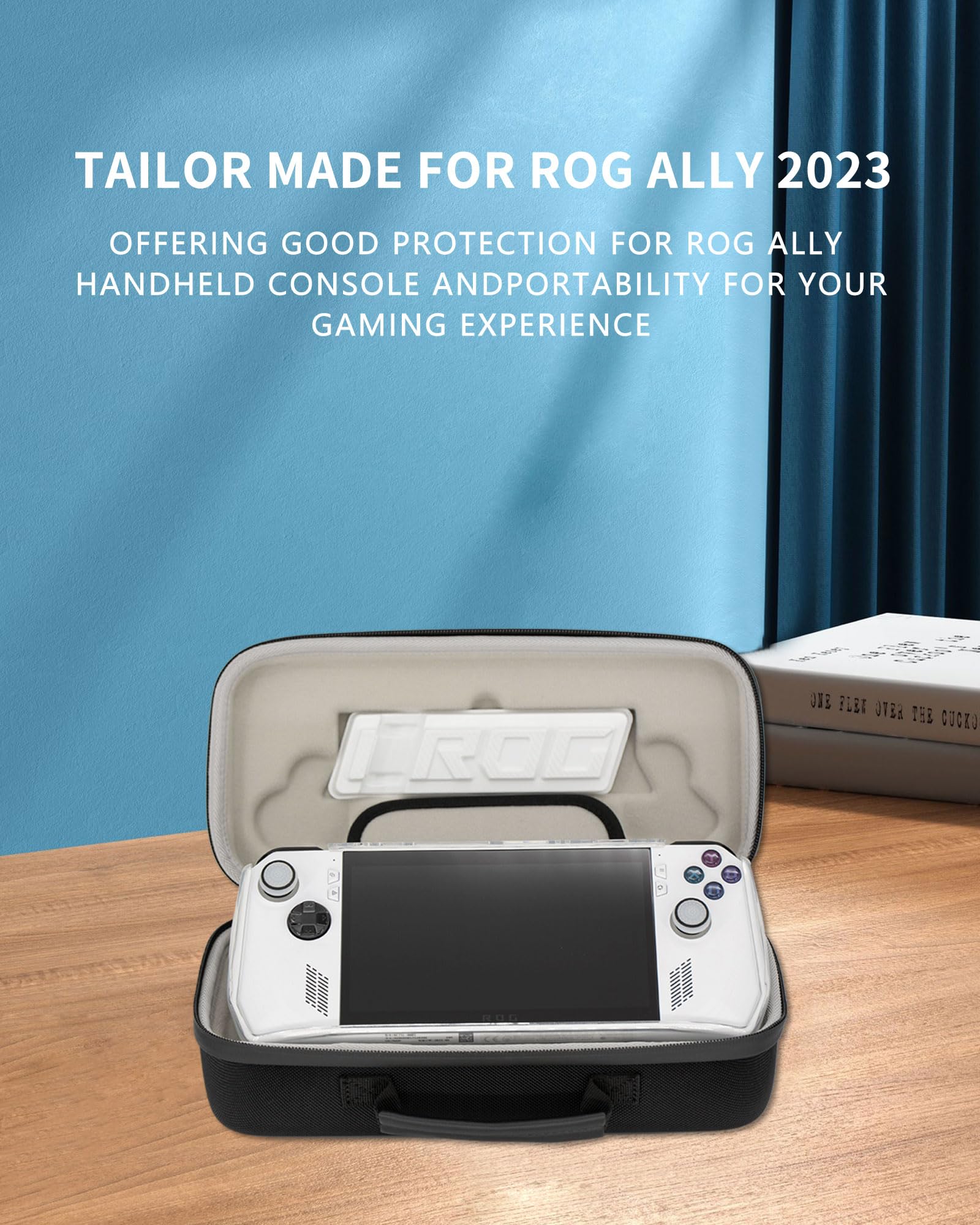 BENESAGAS Gaming Accessory Rog Ally Handheld Case for Rog Ally Gaming Console, Protective Travel Case with Built-in Charger Storage, Portable Rog Ally Hard Case for Handheld and Accessories (Black)