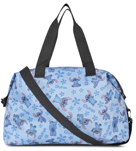 Disney Tote Duffel Bag Stitch Blue All Over Print Weekender Travel (Stitch Blue)