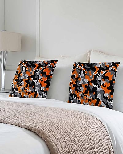 applebless Set of 2 Throw Pillow Covers Square for Home Decor, Camo 18x18 Inch Cotton Reversible Pillow Case Sofa Soft Cushion Cases for Bedroom Couch Bed Car Chair
