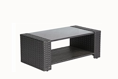 Baner Garden 4 Pieces Outdoor Furniture Complete Patio Cushion Wicker P.E Rattan Garden Set, Full, Black