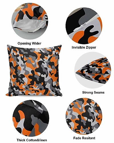 applebless Set of 2 Throw Pillow Covers Square for Home Decor, Camo 18x18 Inch Cotton Reversible Pillow Case Sofa Soft Cushion Cases for Bedroom Couch Bed Car Chair