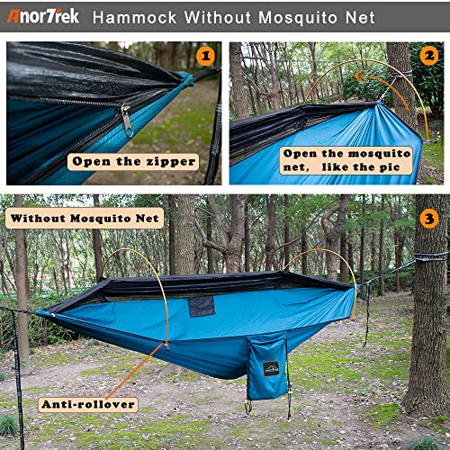 AnorTrek Professional Camping Hammock with Mosquito Net, Lightweight Portable Double Hammock with Two 10 FT Hammock Tree Straps, 230T Nylon Hammock for Camping, Hiking, Yard, Backpacking