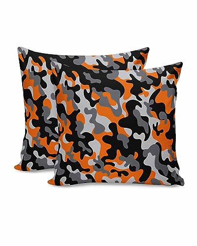 applebless Set of 2 Throw Pillow Covers Square for Home Decor, Camo 18x18 Inch Cotton Reversible Pillow Case Sofa Soft Cushion Cases for Bedroom Couch Bed Car Chair