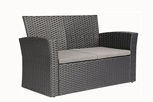 Baner Garden 4 Pieces Outdoor Furniture Complete Patio Cushion Wicker P.E Rattan Garden Set, Full, Black