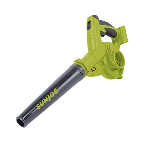 Sun Joe 24V-WSB-CT 185-MPH 105-CFM Max Cordless Rechargeable Multi-Purpose Workshop Blower w/20,000+ RPM, 2 x Dust Bags, and Trigger Lock-On to Reduce Fatigue, Green/Black