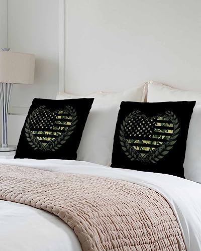applebless Set of 2 Throw Pillow Covers Square for Home Decor, Camo 18x18 Inch Cotton Reversible Pillow Case Sofa Soft Cushion Cases for Bedroom Couch Bed Car Chair