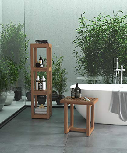 AquaTeak The Original 18" Grate Teak Shower Bench & AquaTeak Premium Teak Oil