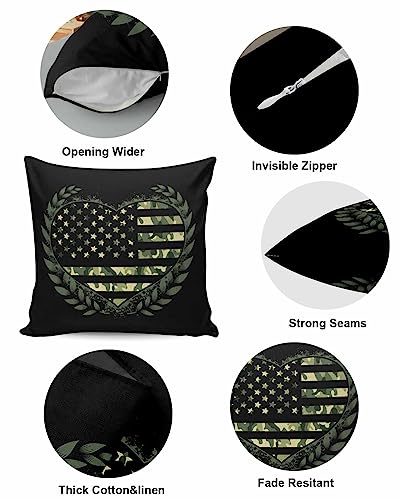 applebless Set of 2 Throw Pillow Covers Square for Home Decor, Camo 18x18 Inch Cotton Reversible Pillow Case Sofa Soft Cushion Cases for Bedroom Couch Bed Car Chair