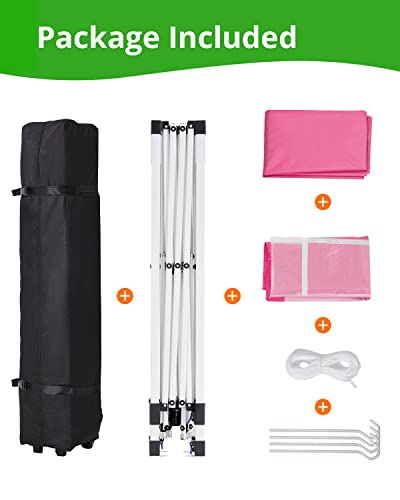Quictent Upgraded 10'x10' Pop up Canopy Tent with Detachable & Interchangeable Sidewalls Instant Outdoor Gazebo Ez Party Tent Enclosed Waterproof (Pink)