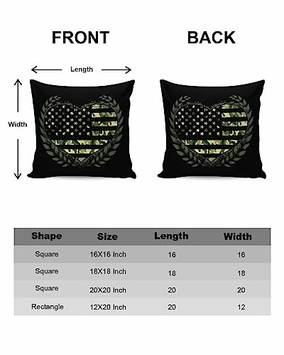 applebless Set of 2 Throw Pillow Covers Square for Home Decor, Camo 18x18 Inch Cotton Reversible Pillow Case Sofa Soft Cushion Cases for Bedroom Couch Bed Car Chair
